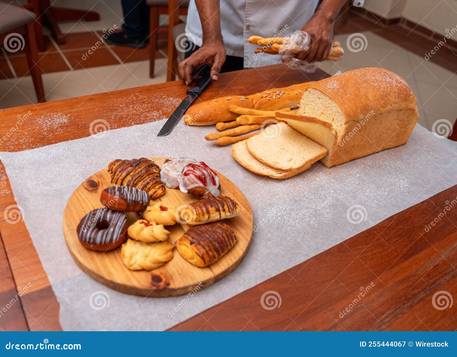 Top View of Bread and Pastry on a Table Stock Image - Image of healthy ...