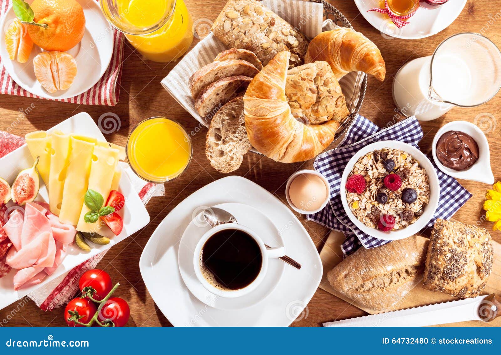 Top view of breakfast stock photo. Image of fresh, cheese - 64732480