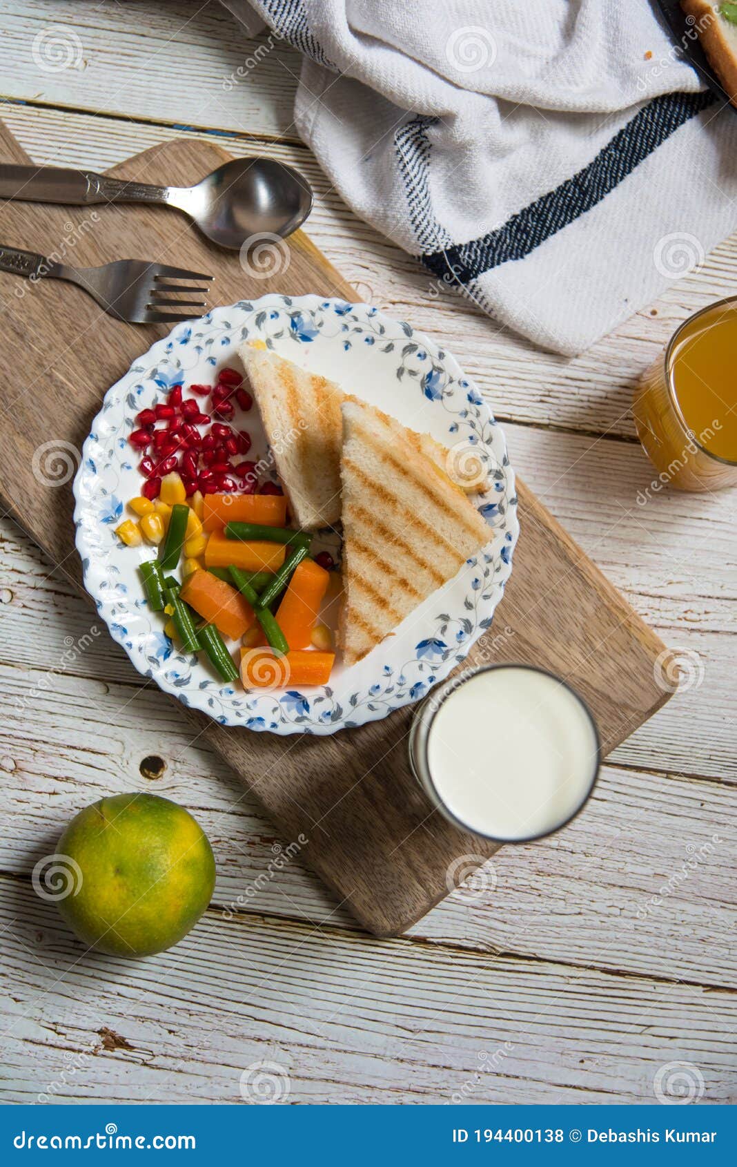 Top View of Breakfast Ingredients with Condiments Stock Photo - Image ...