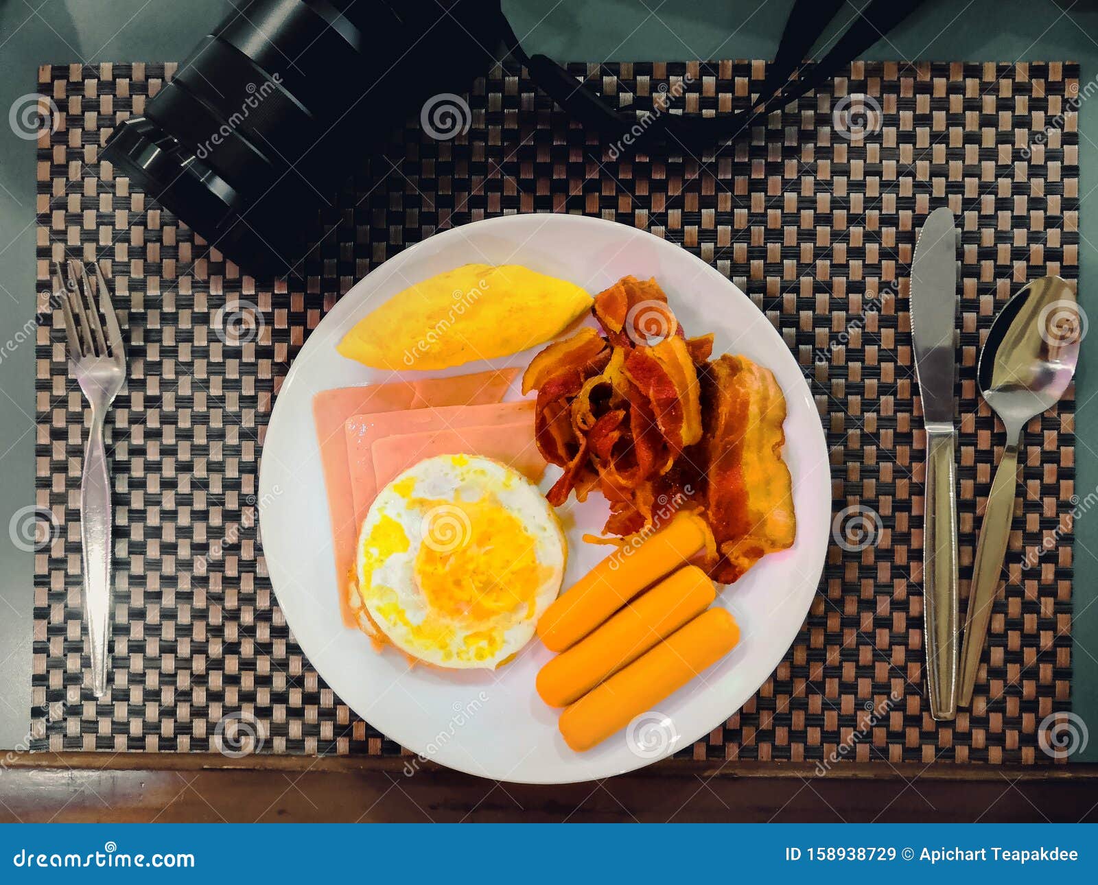 Top View of Breakfast on Table Stock Image - Image of table, view ...