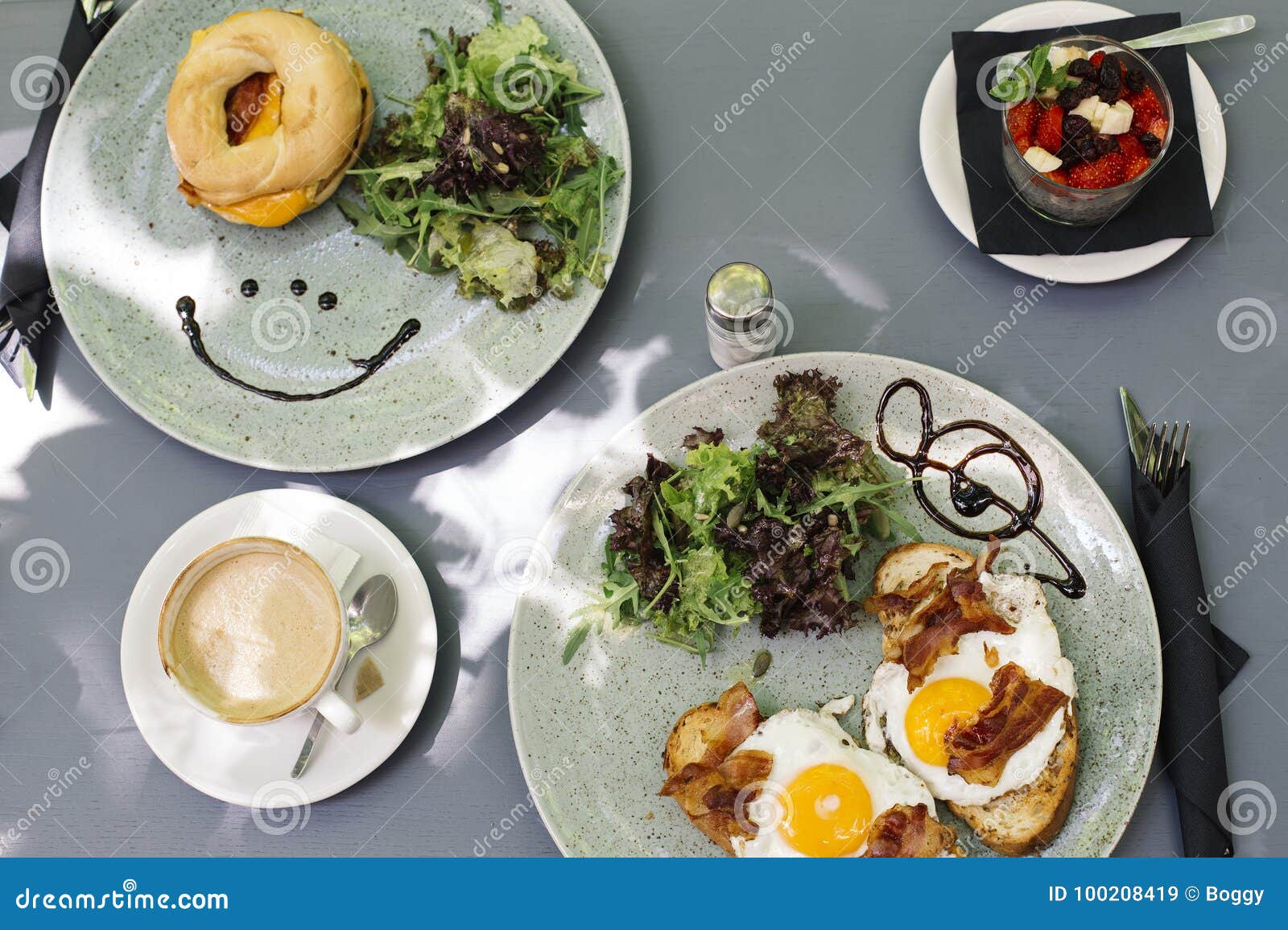 Top view at breakfast stock image. Image of morning - 100208419