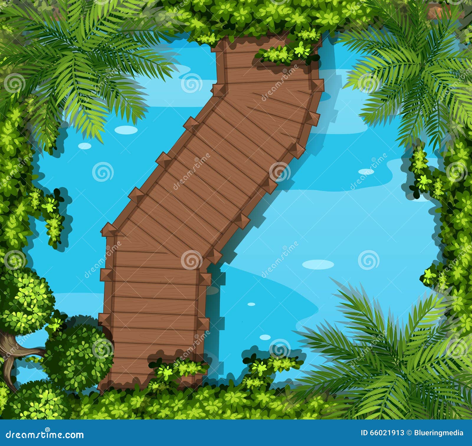 Top View of Bridge and Pond Stock Vector - Illustration of outdoor ...