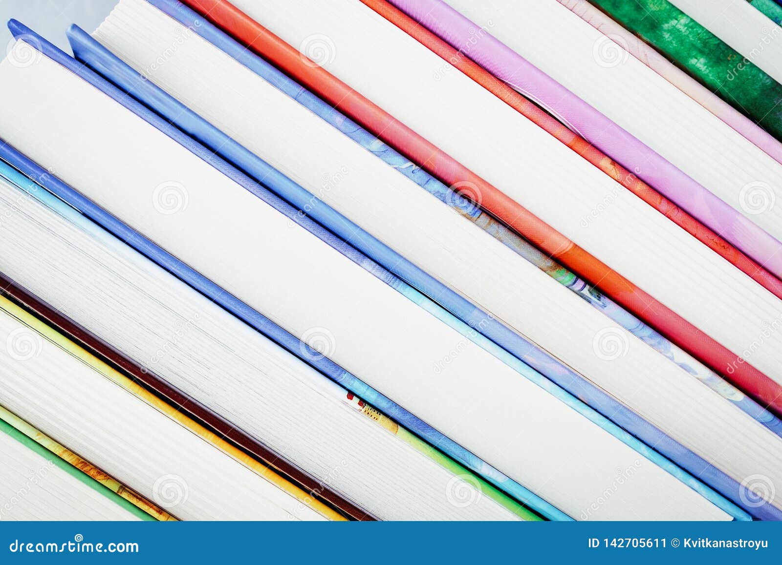 Top View of Bright Colorful Hardback Books, Book Background Stock Image ...