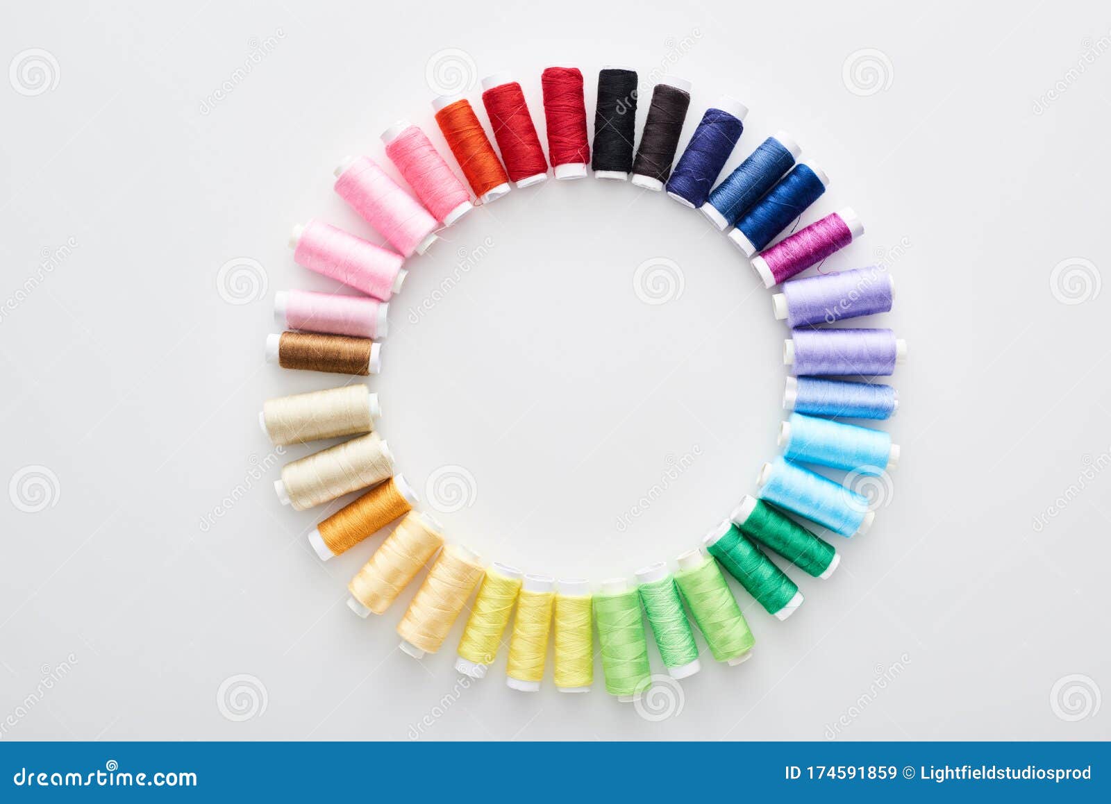 Top View of Bright and Colorful Threads on White Background. Stock ...