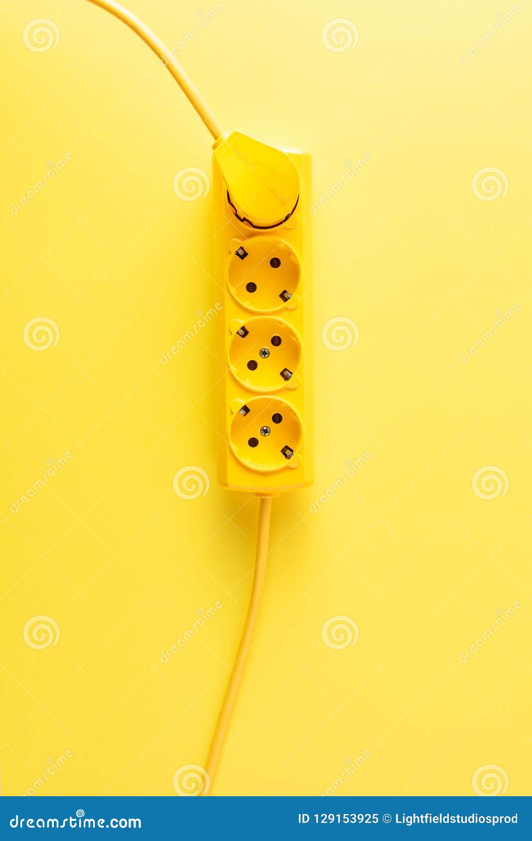 Top View of Bright Yellow Socket Outlet with Plug Stock Image - Image ...
