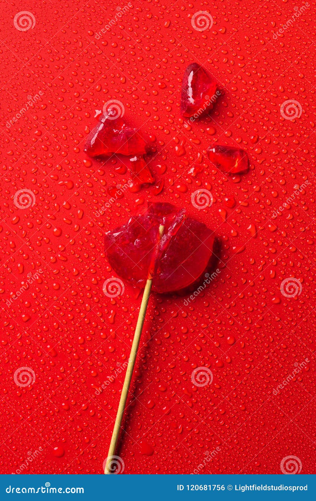 Top View of Broken Lollipop on Red Surface Stock Photo - Image of yummy ...
