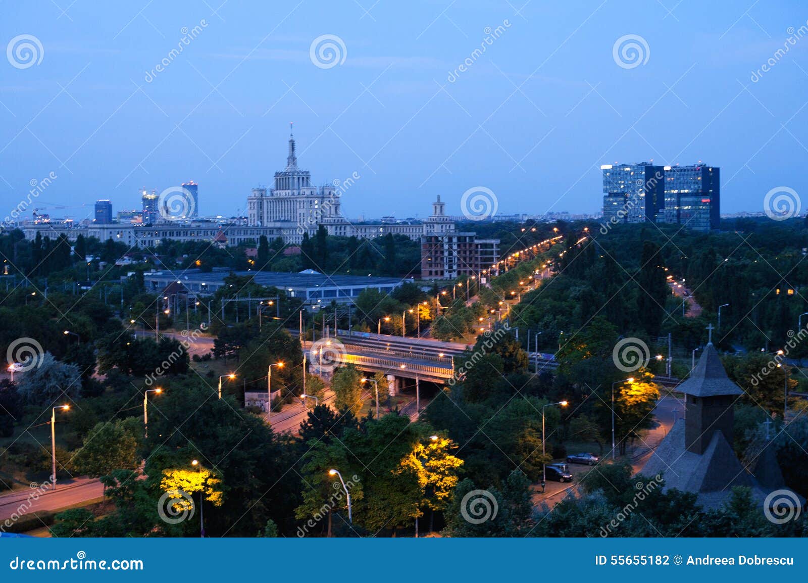 Top view of Bucharest stock photo. Image of evening, view - 55655182