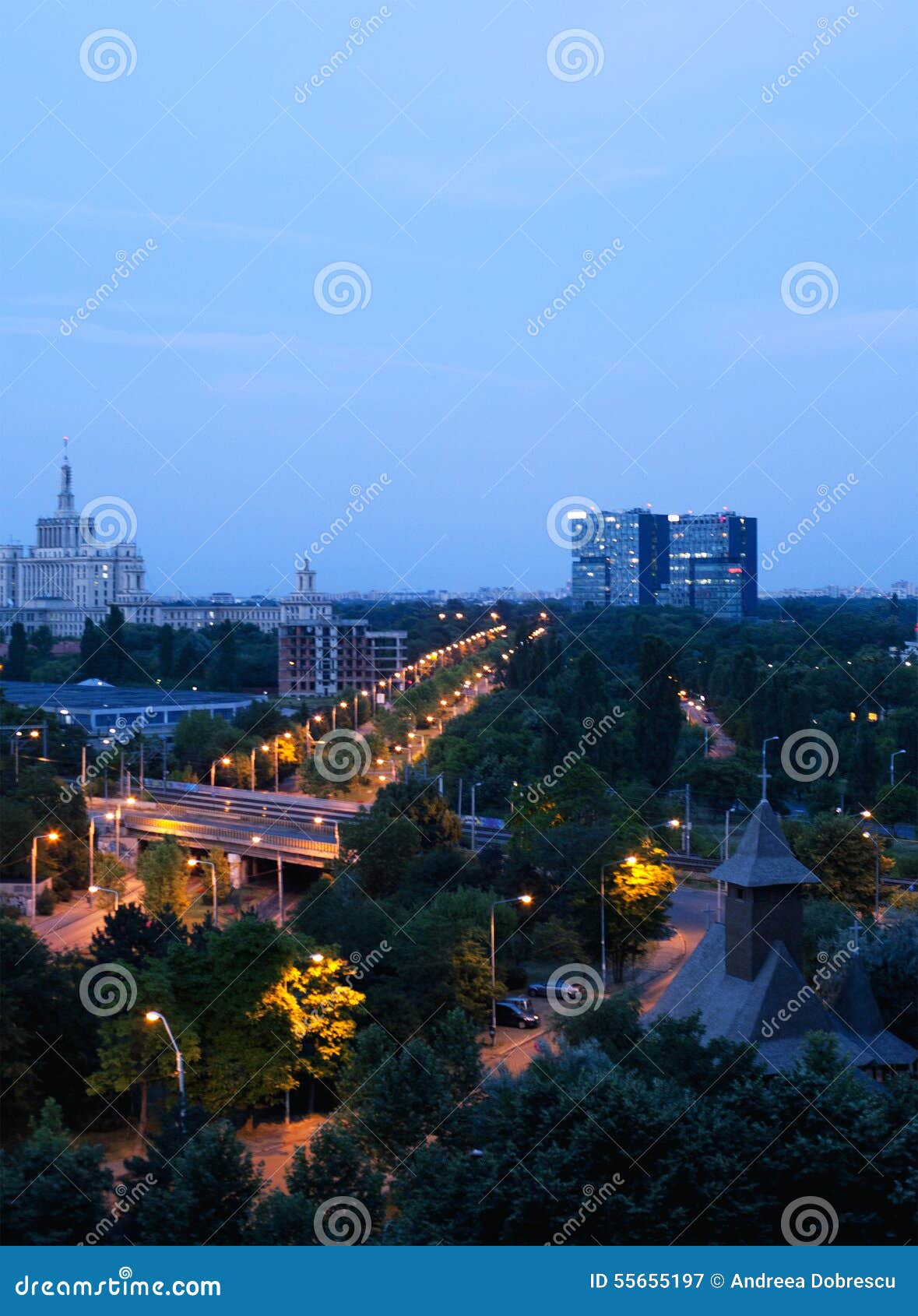 Top view of Bucharest stock image. Image of view, wood - 55655197