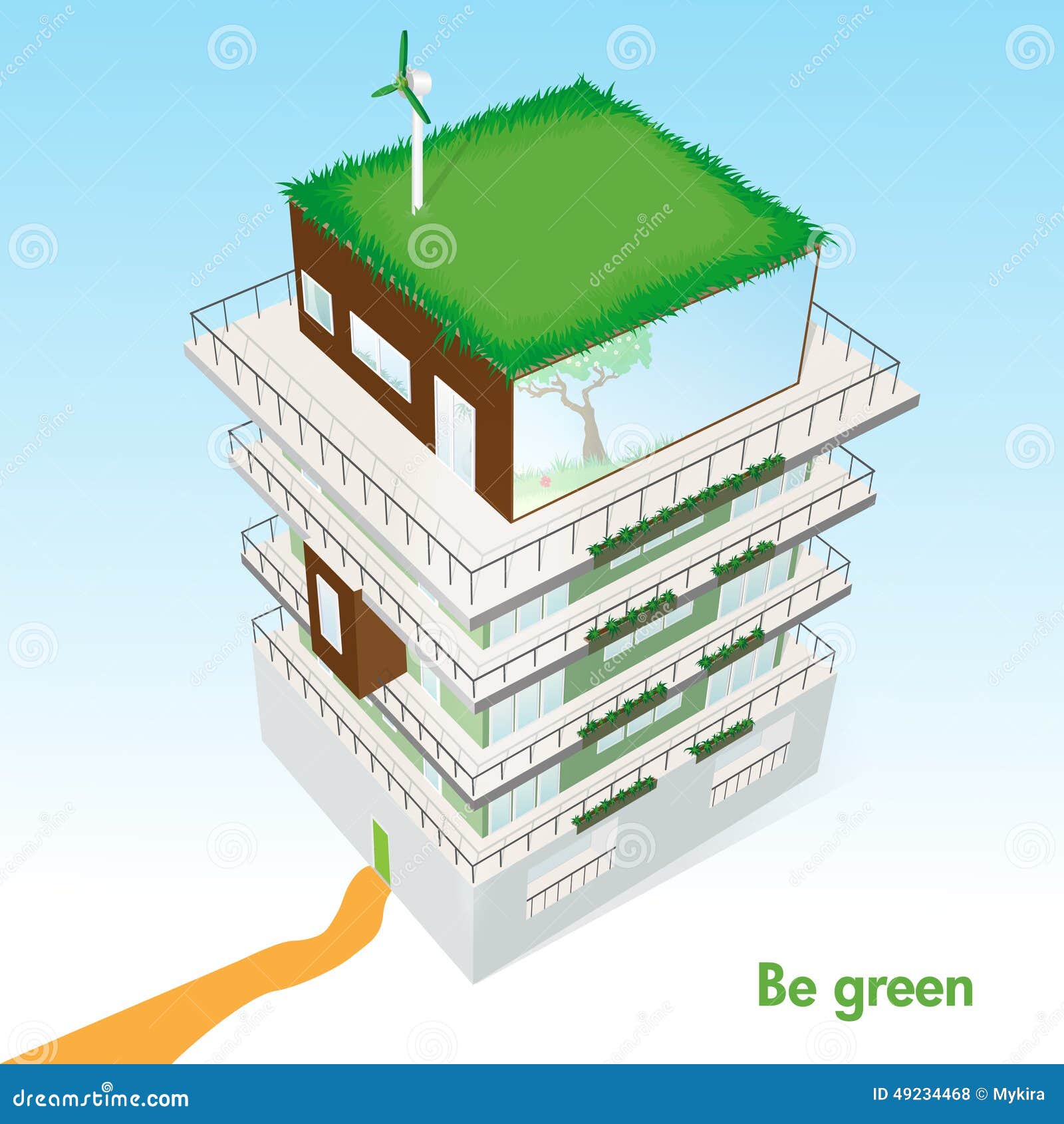 Top view of a building stock vector. Illustration of graphic - 49234468