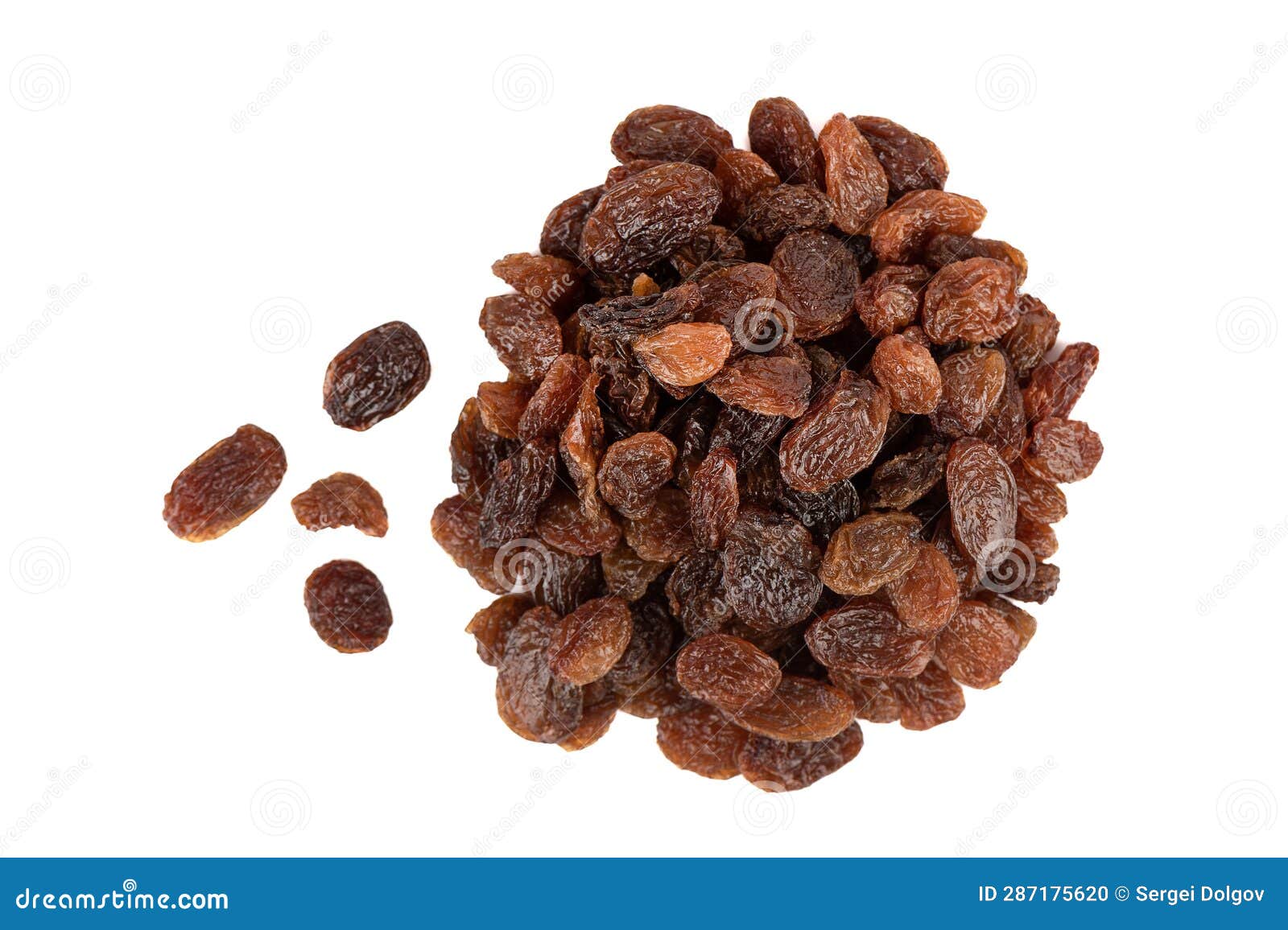Top View of a Bunch of Dehydrated Raisins on a White Background. Stock ...