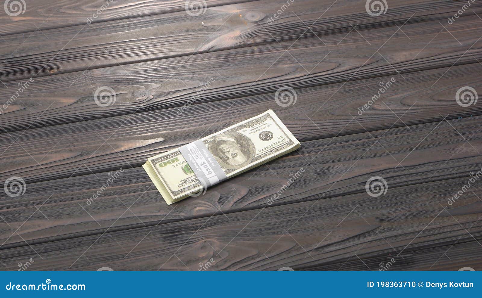 Top View Bunch of Dollars on Grey Wooden Table. Stock Photo - Image of ...