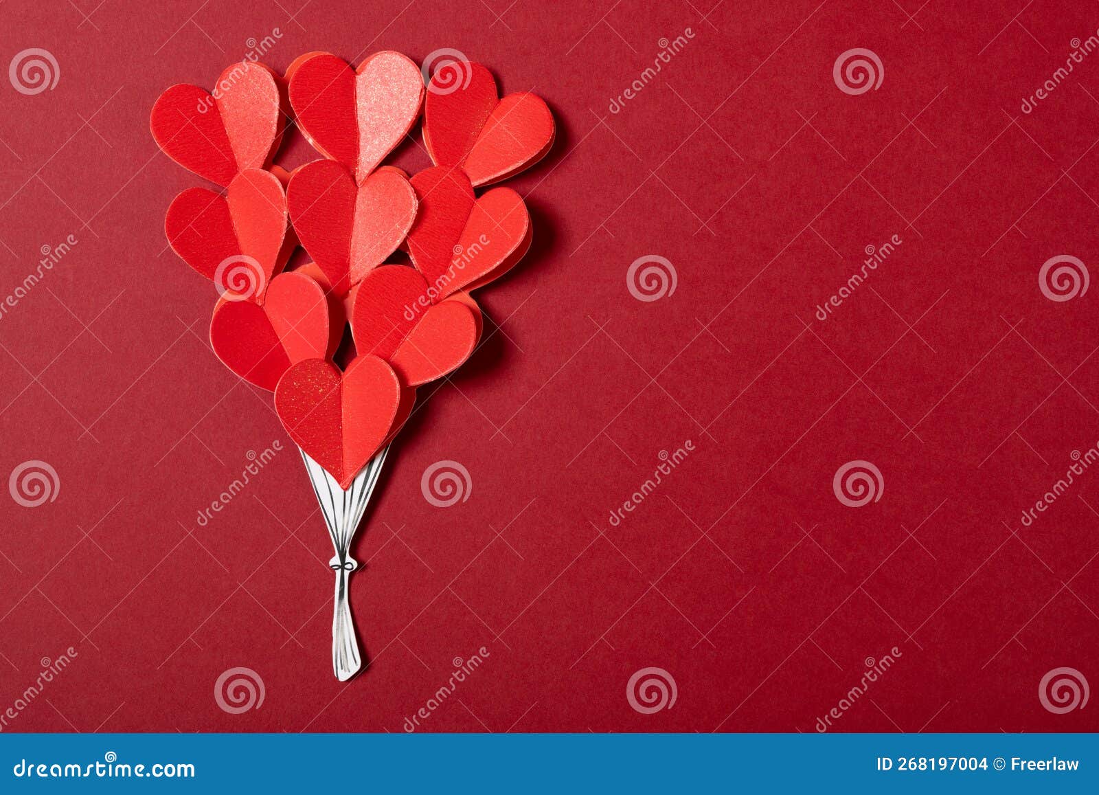 Top View Bunch of Red Hearts on Red Background Horizontal Composition ...