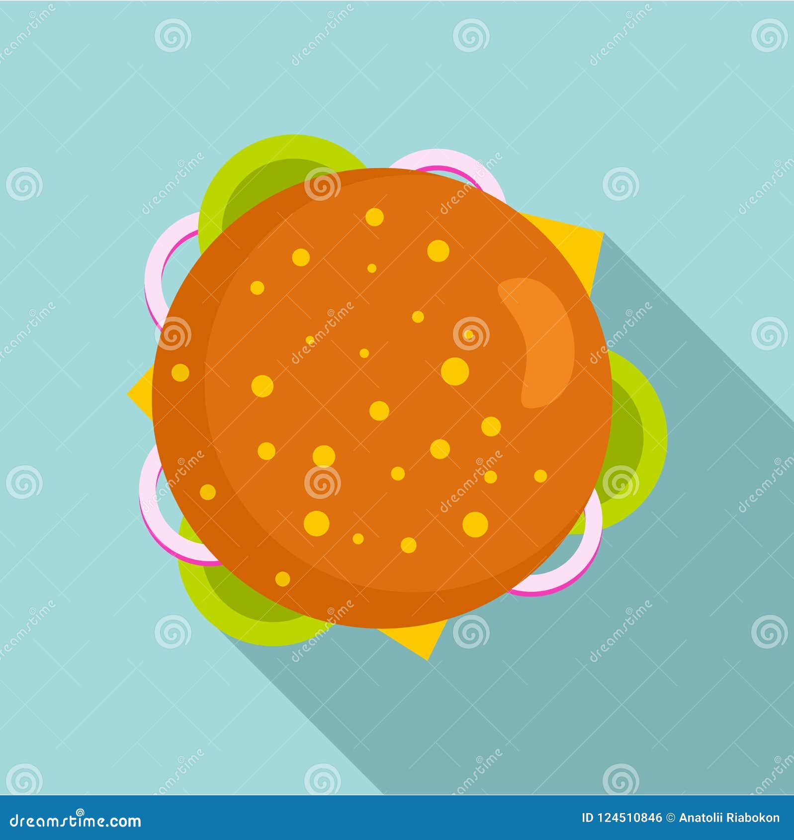 Top View Burger Icon, Flat Style Stock Illustration - Illustration of ...