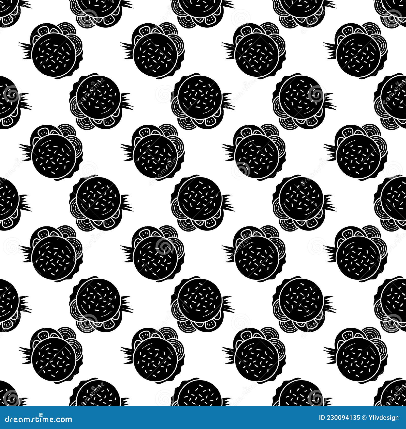 Top View Burger Pattern Seamless Vector Stock Vector - Illustration of ...