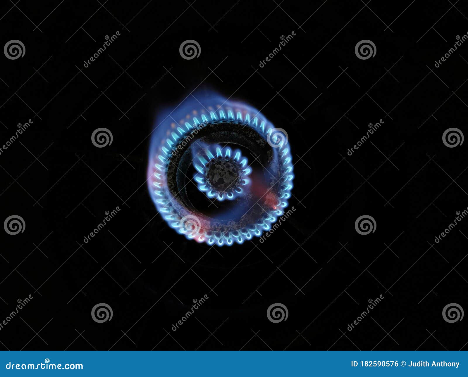 Top View of Burning Blue Natural Gas Flames. Stock Photo - Image of ...