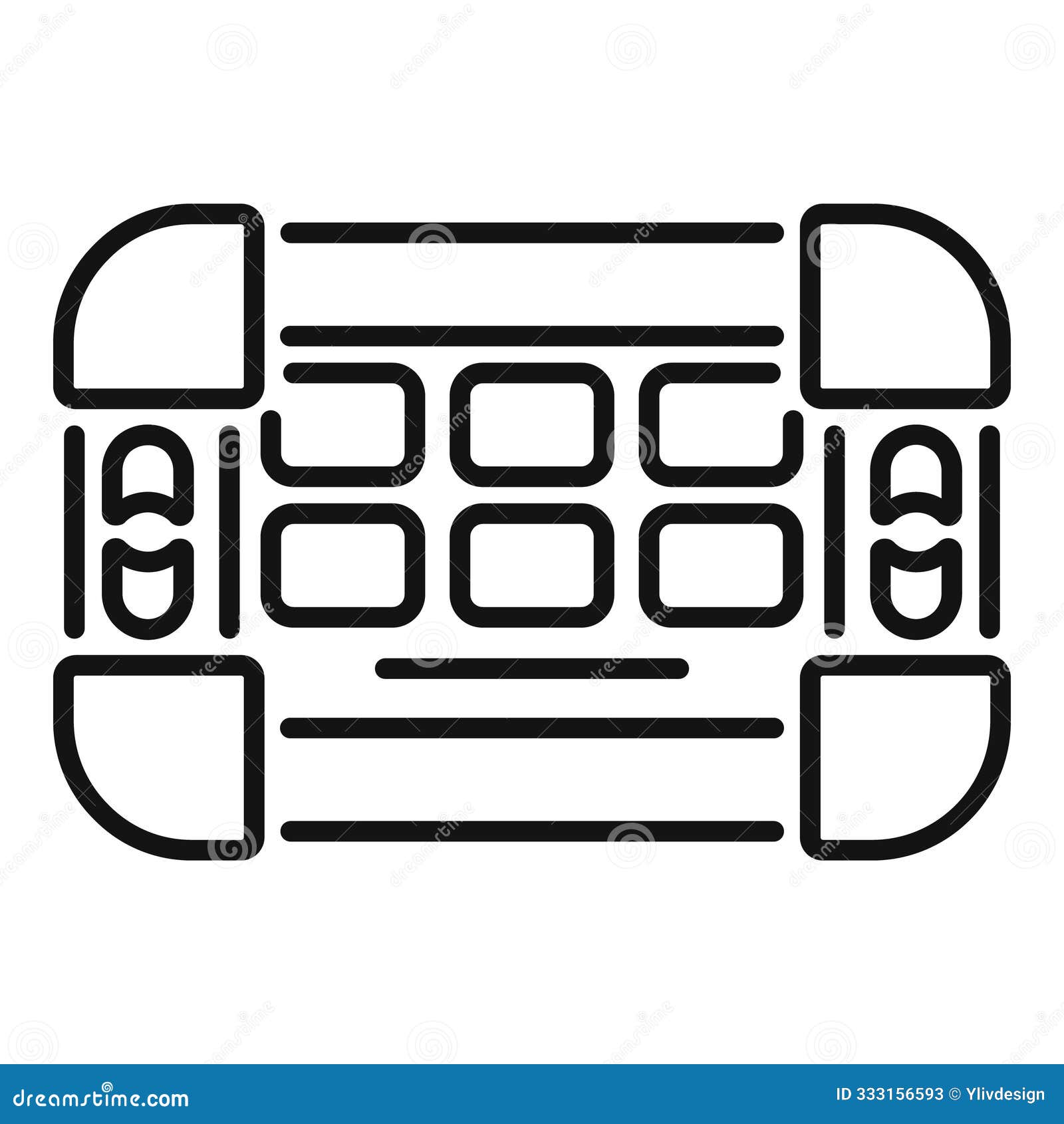 Top View Bus with Seats and Doors Open Icon Outline Vector Stock ...