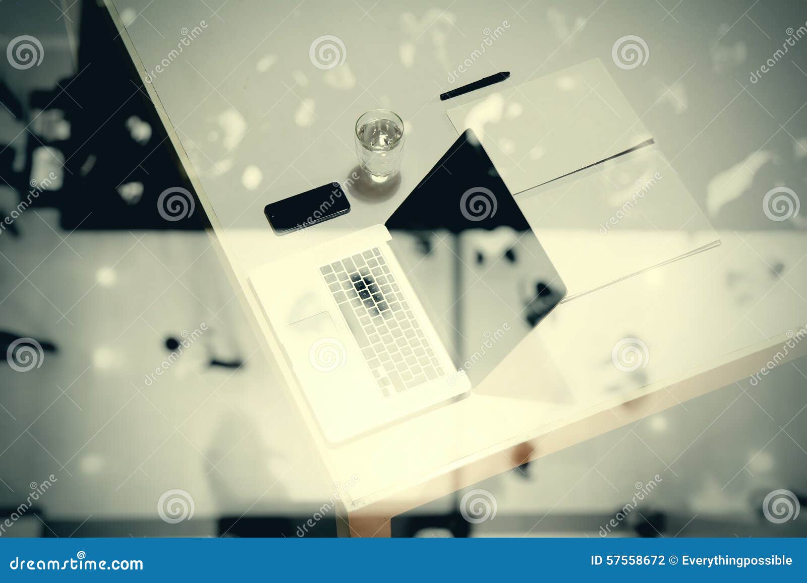 Top View of Business Documents on Office Table Stock Illustration ...