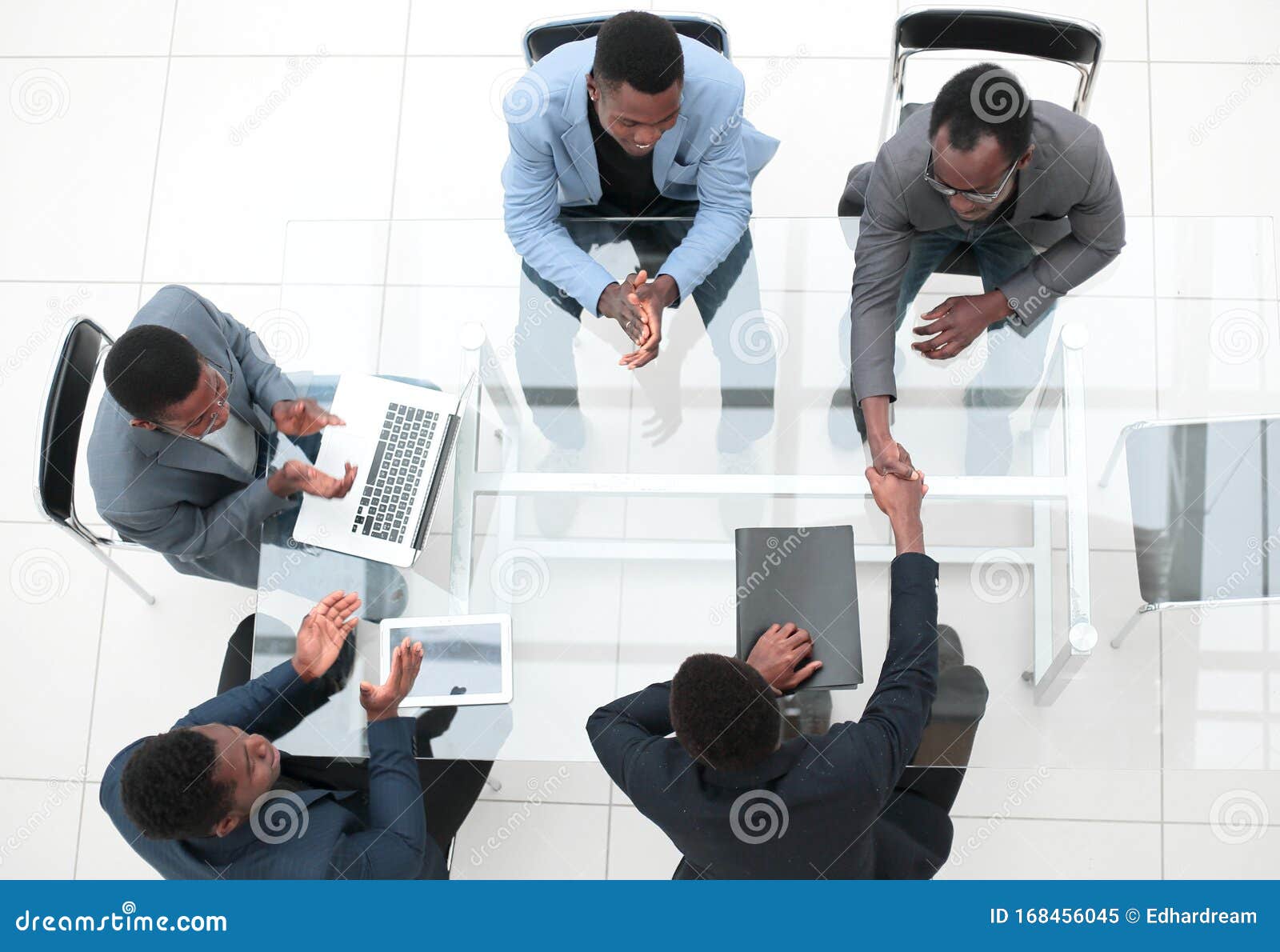 Top View. Business Handshake at an Office Meeting Stock Image - Image ...
