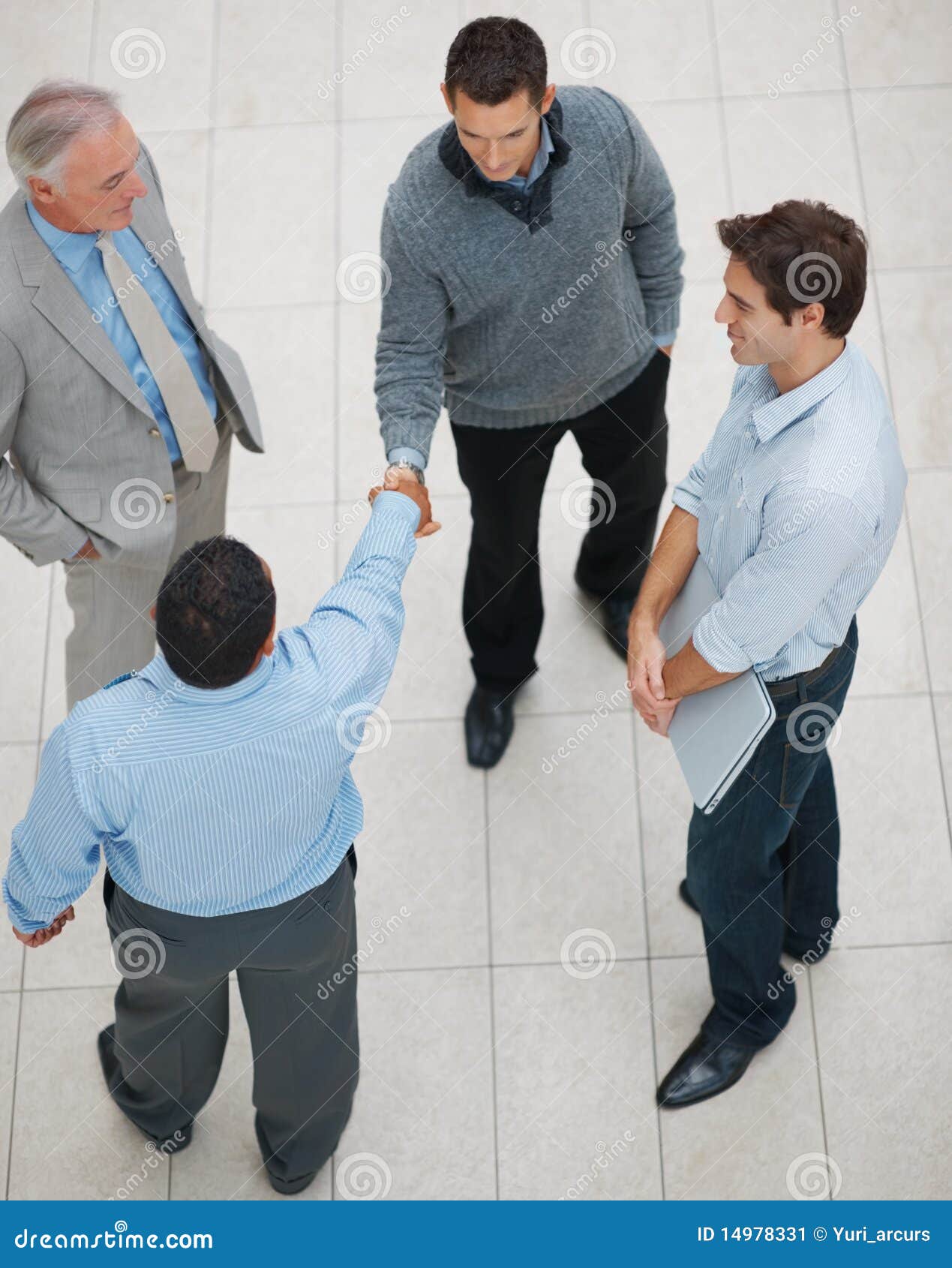 Top View of a Business Men Handshaking at Work Stock Image - Image of ...