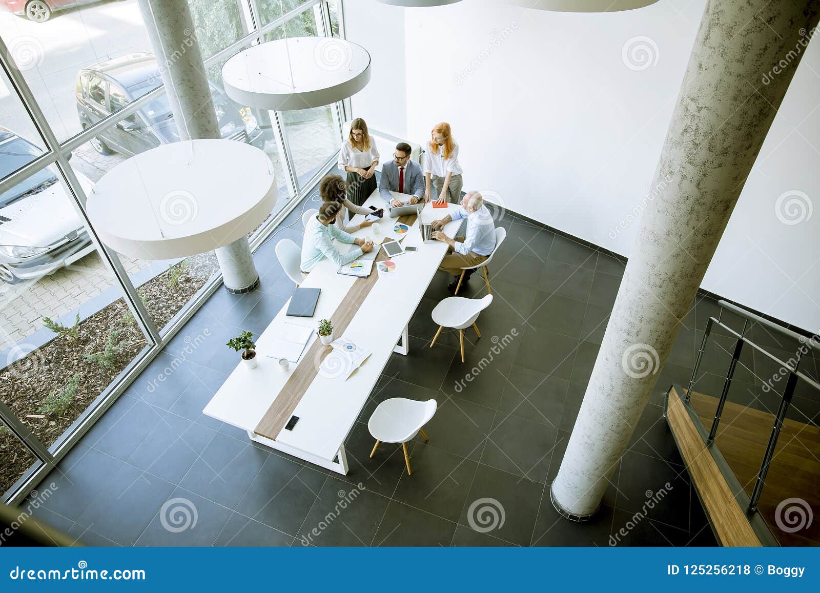 Top View at Business People in Office Stock Photo - Image of conference ...