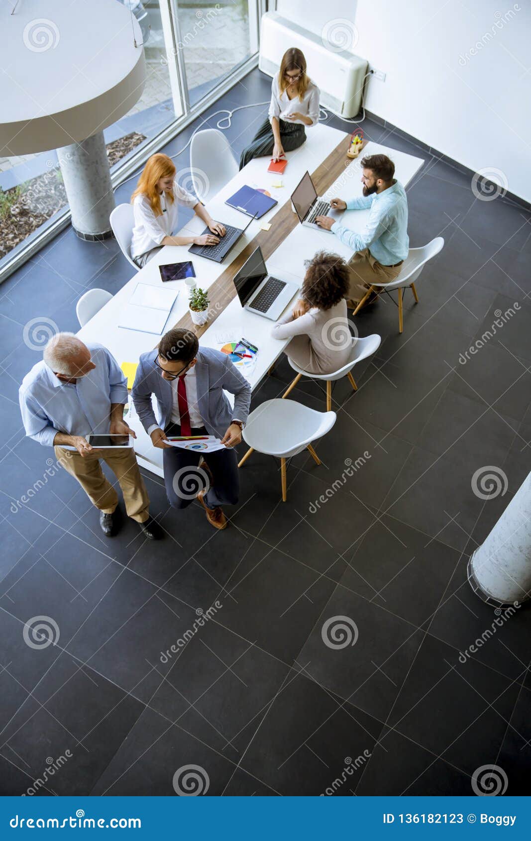 Top View at Business People in the Office Stock Image - Image of people ...