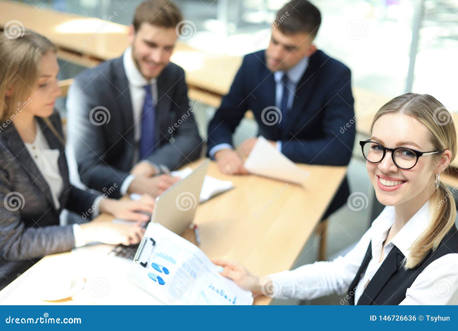 Top View of Business People Working Together while Spending Time in the ...