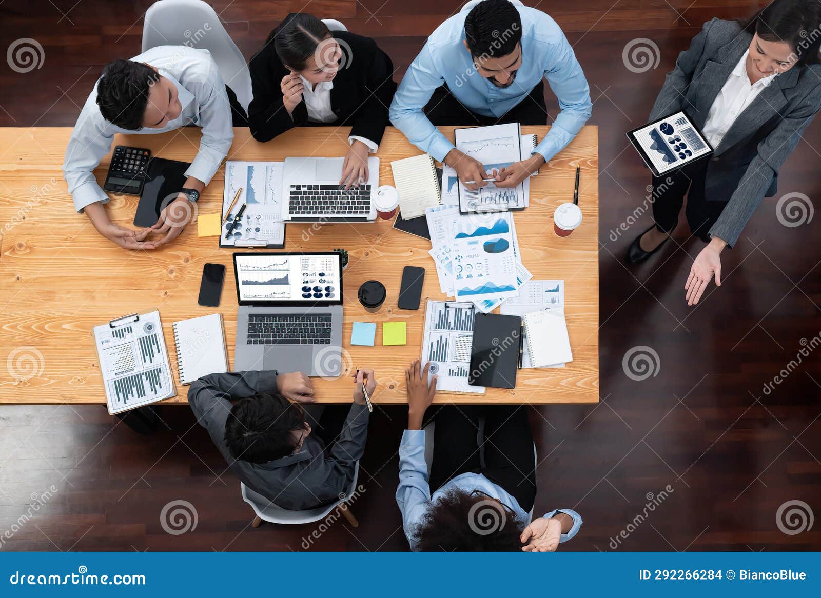 Top View Business Presentation with Data Analysis Dashboard on TV ...