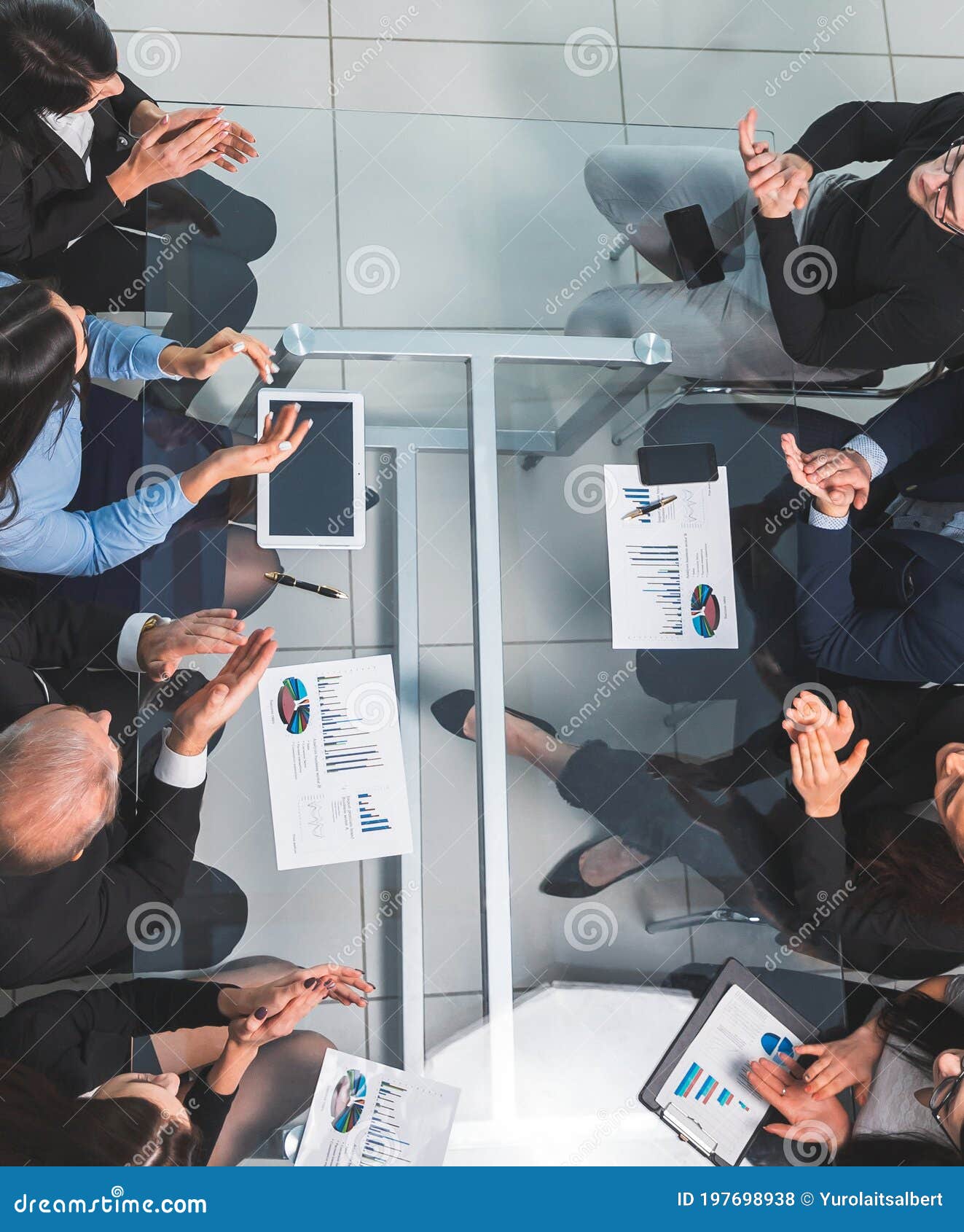 Top View. Business Team Applauding the Speaker after the Business ... Top View. Business Team Applauding the Speaker after the Business ...