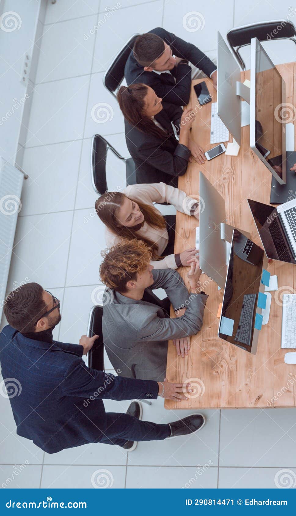 Top View. Business Team Discussing at a Working Meeting Stock Image ...