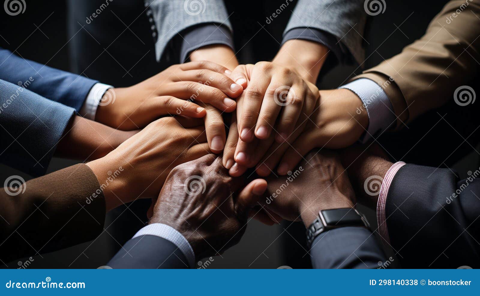 Top View of the Business Team Putting Their Hands Together. AI ...
