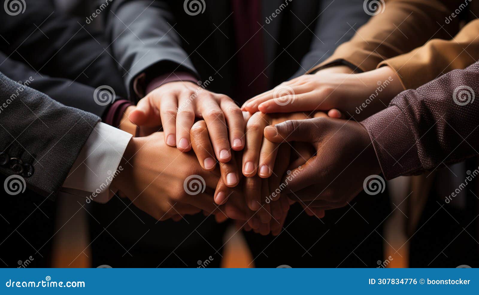 Top View of the Business Team Putting Their Hands Together. AI ...