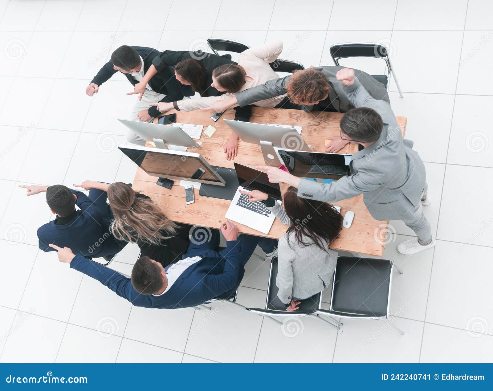 Top View. Business Team Sitting at the Desk Stock Image - Image of ...