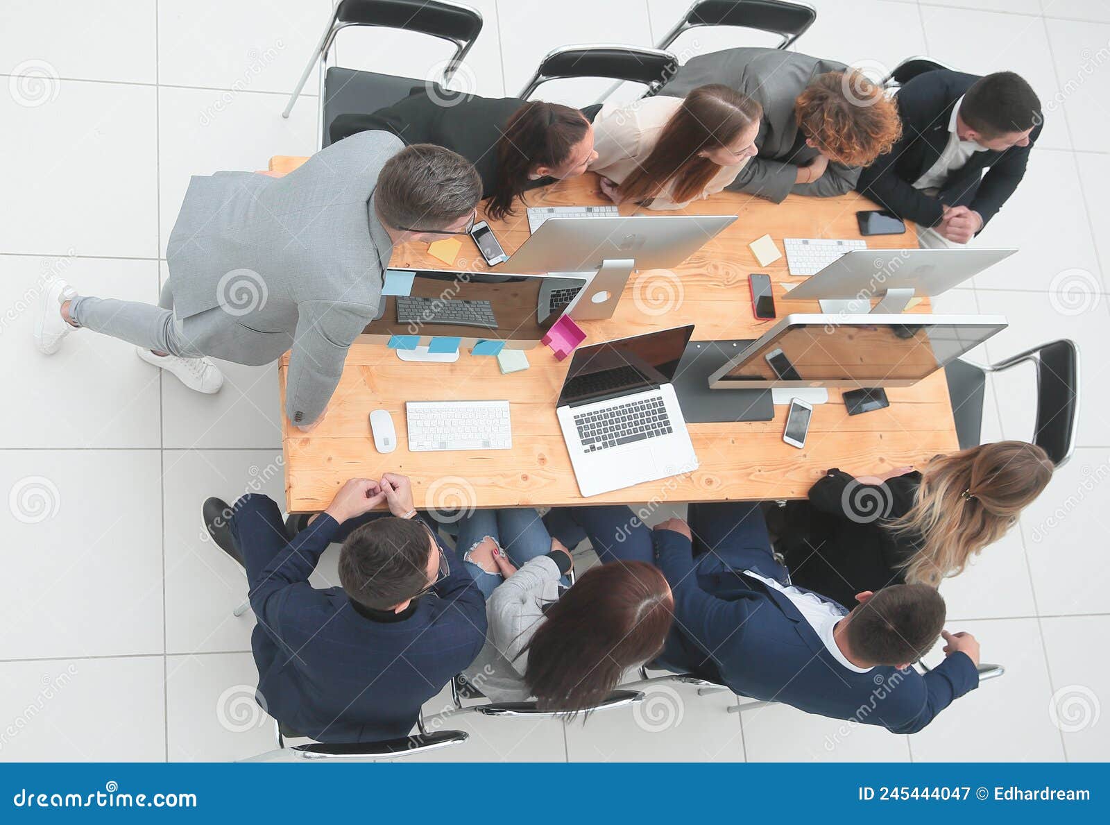 Top View. Business Team Sitting at the Desk Stock Image - Image of ...