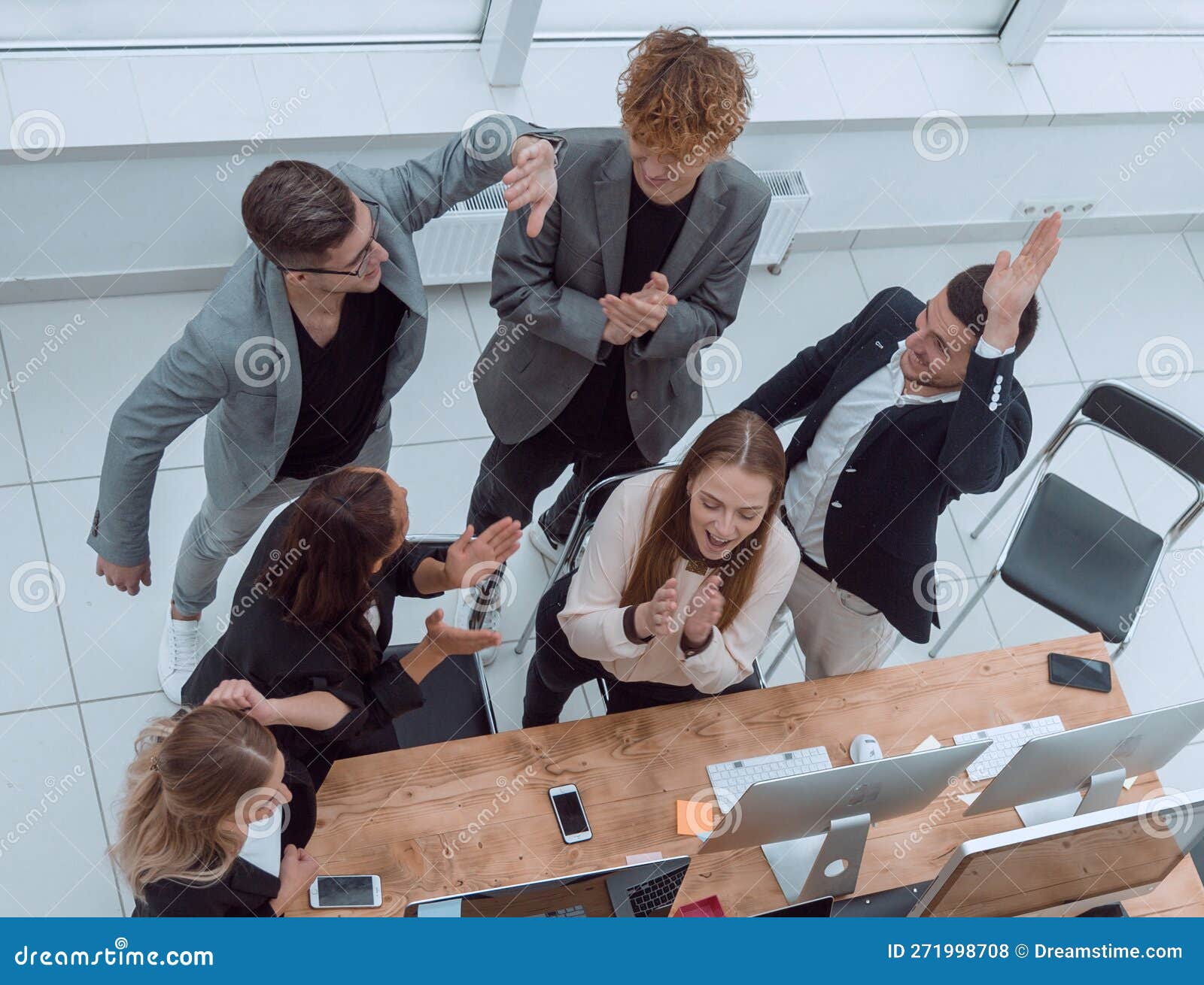 Top View. Business Team Sitting at the Desk Stock Photo - Image of ...