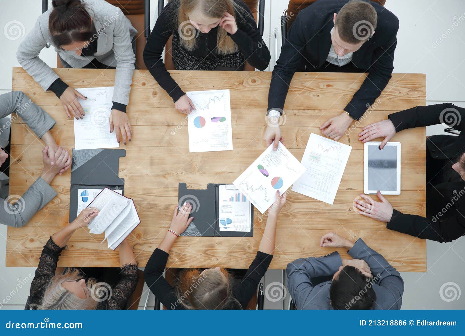 Top View. Business Team Works with Business Documents Stock Photo ...