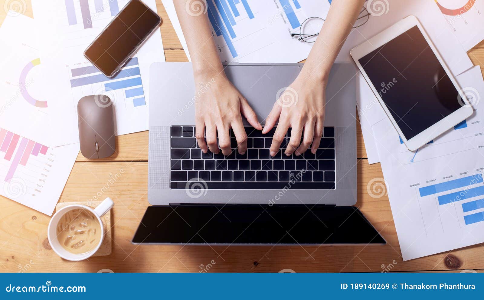 Top View of the Business Working Desk Stock Image - Image of meeting ...
