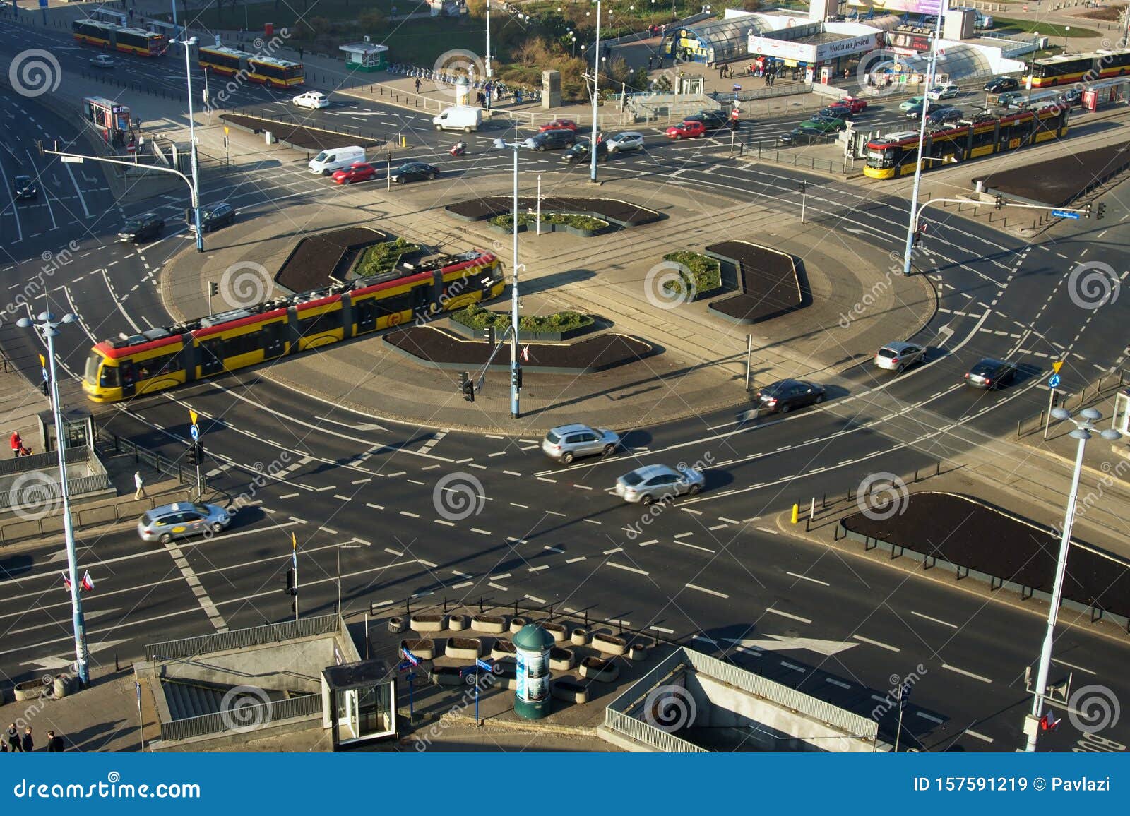 Busy Intersection in the Center of Warsaw Editorial Stock Image - Image ...