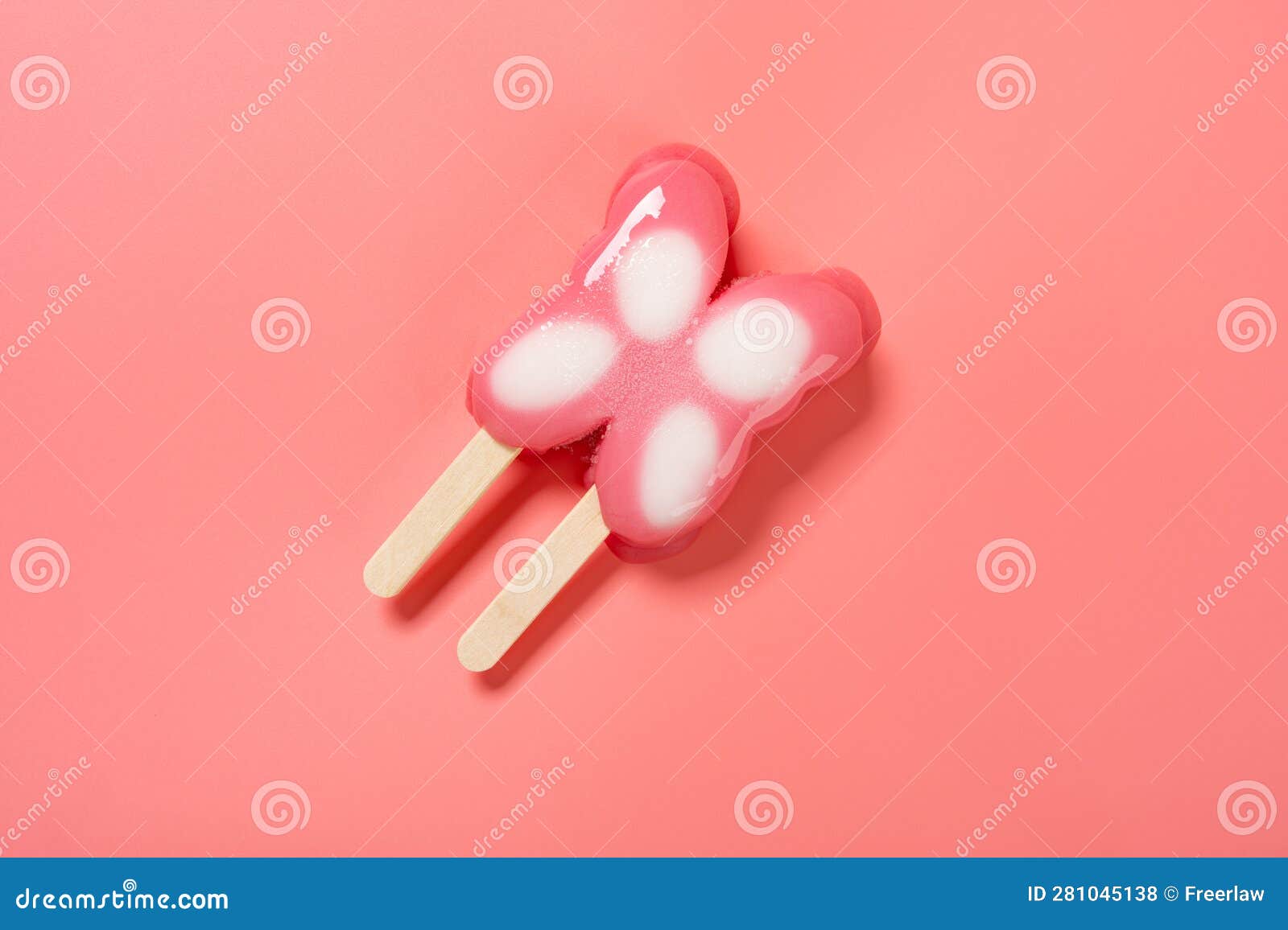 Butterfly Shape Popsicle Starts Melting on Pink Background Stock Photo ...