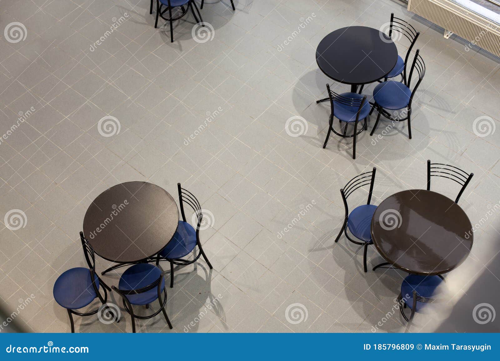 Top View of Cafe Interior with Armchairs and Round Tables Stock Image ...