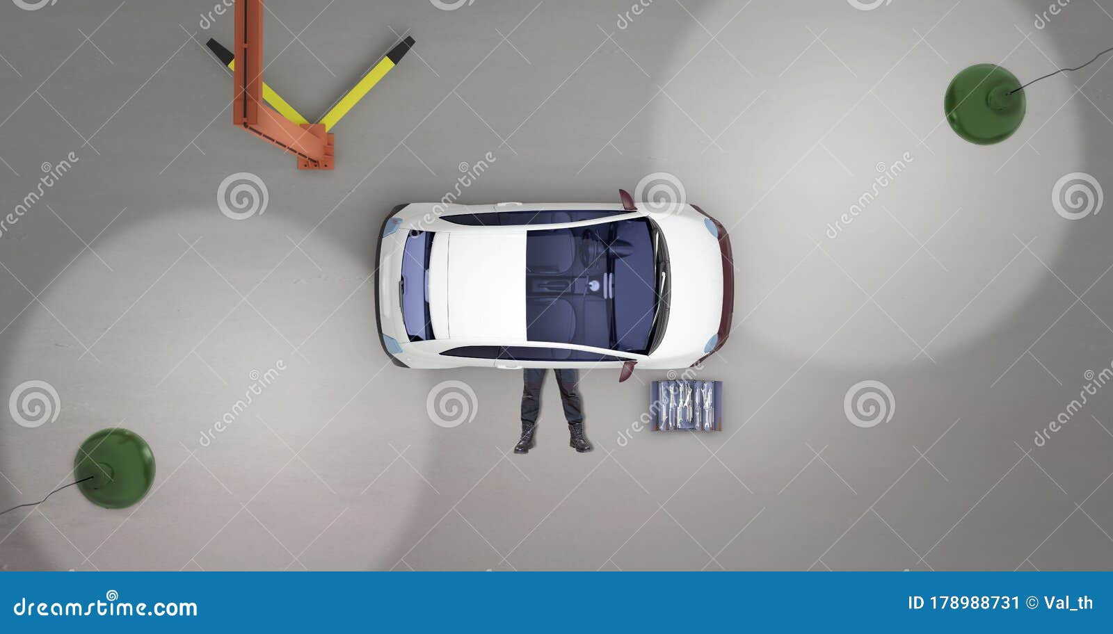 Top View of a Car in the Garage Stock Image - Image of indoors ...