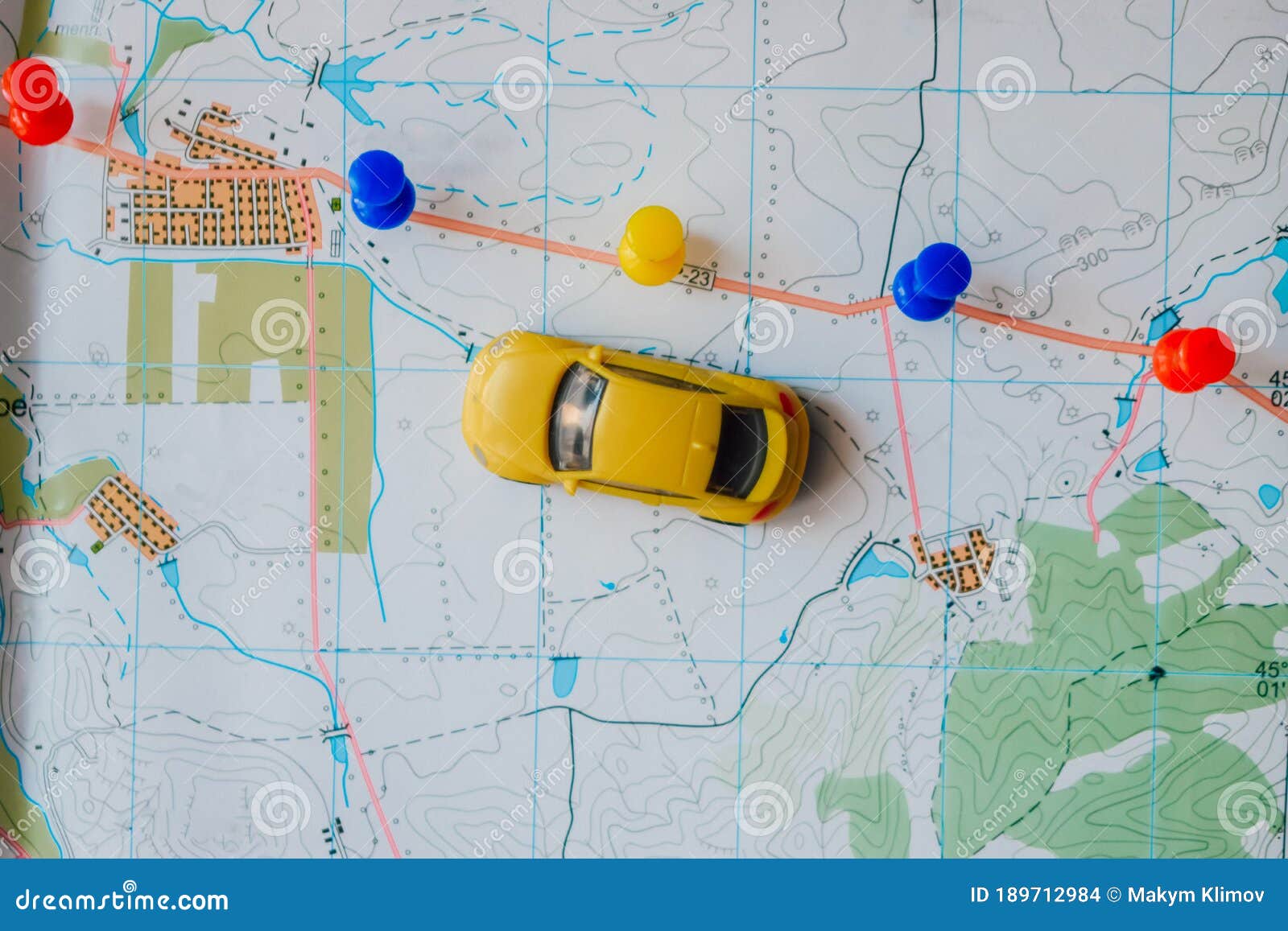 Top View of a Car that Travels on a Geographic Map Stock Photo - Image ...