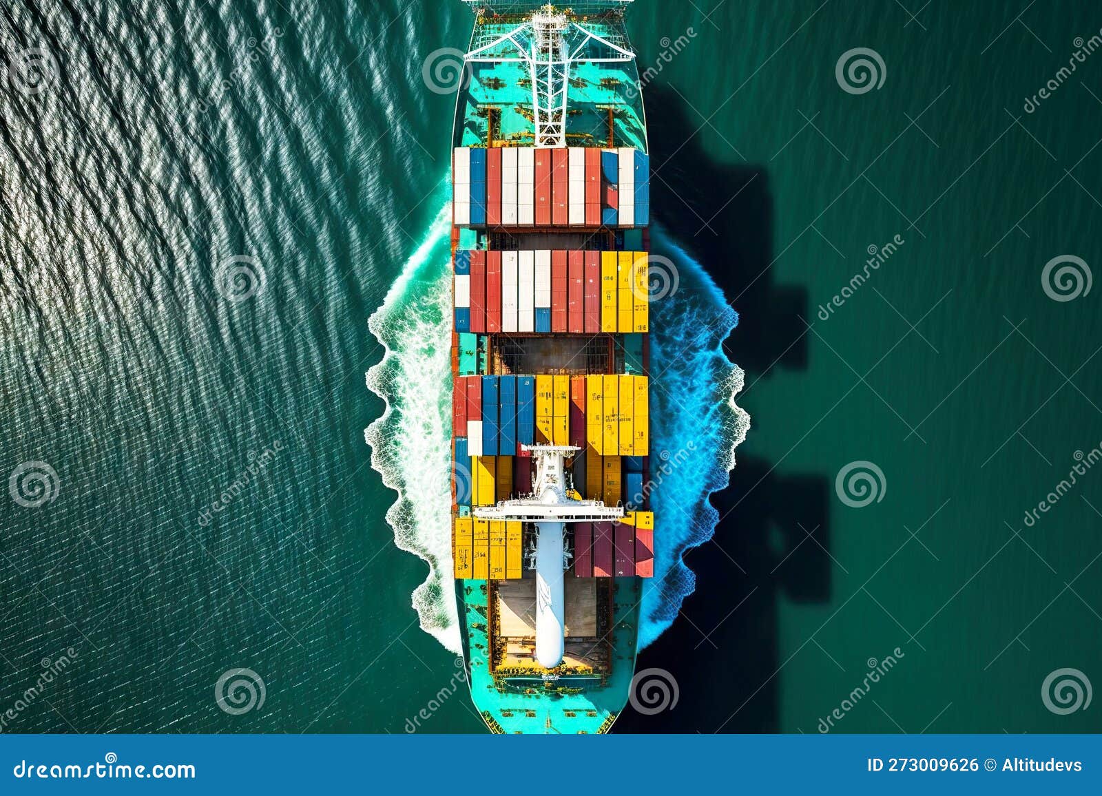 Top View of Cargo Ship with Deck Filled with Multi-colored Containers ...