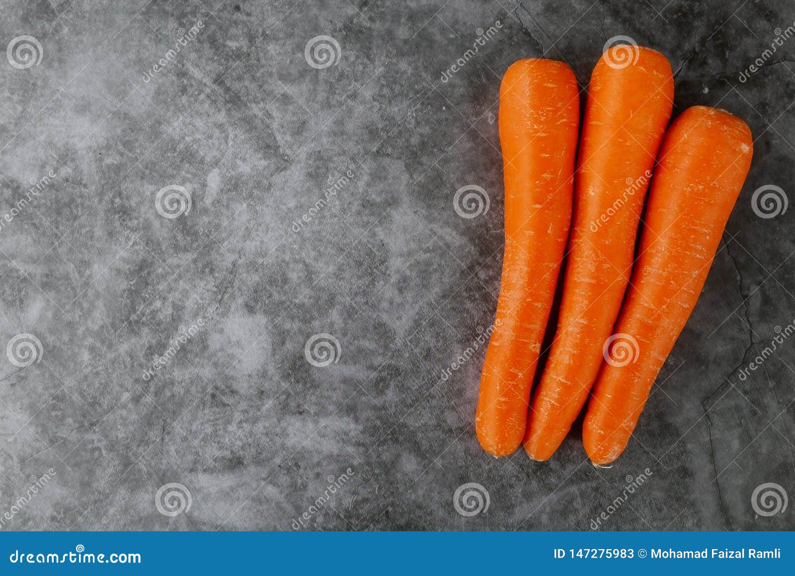 Top View of Carrot on Grey,black and White Floor. Copy Space for Text ...