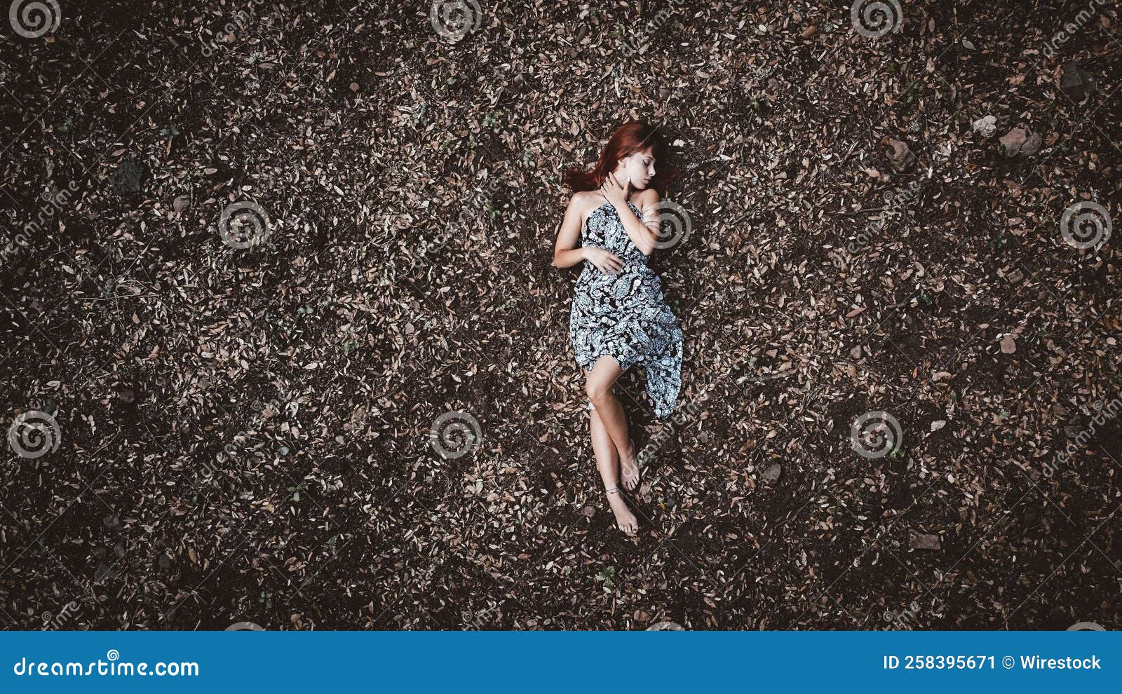 Top View of a Caucasian Female Lying on a Ground Stock Image - Image of ...