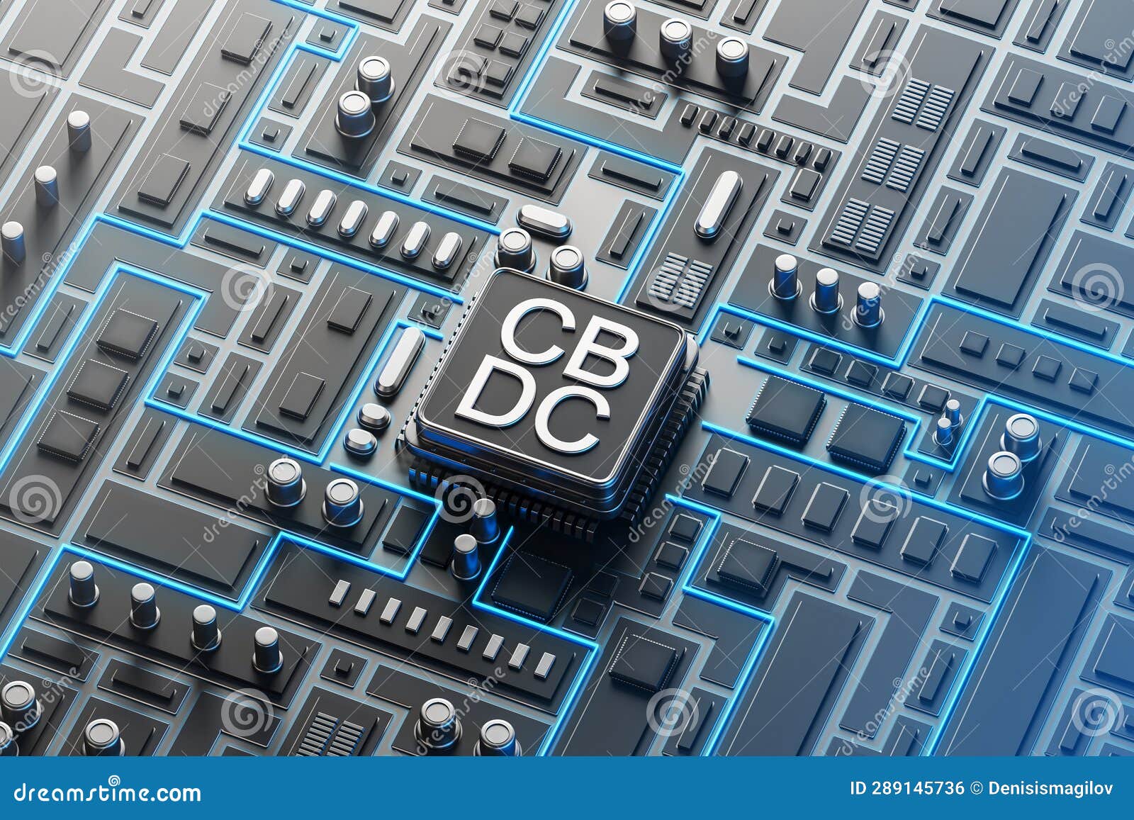 Top View of CBDC Cpu and Circuit Board with Chip, Digital Currency ...