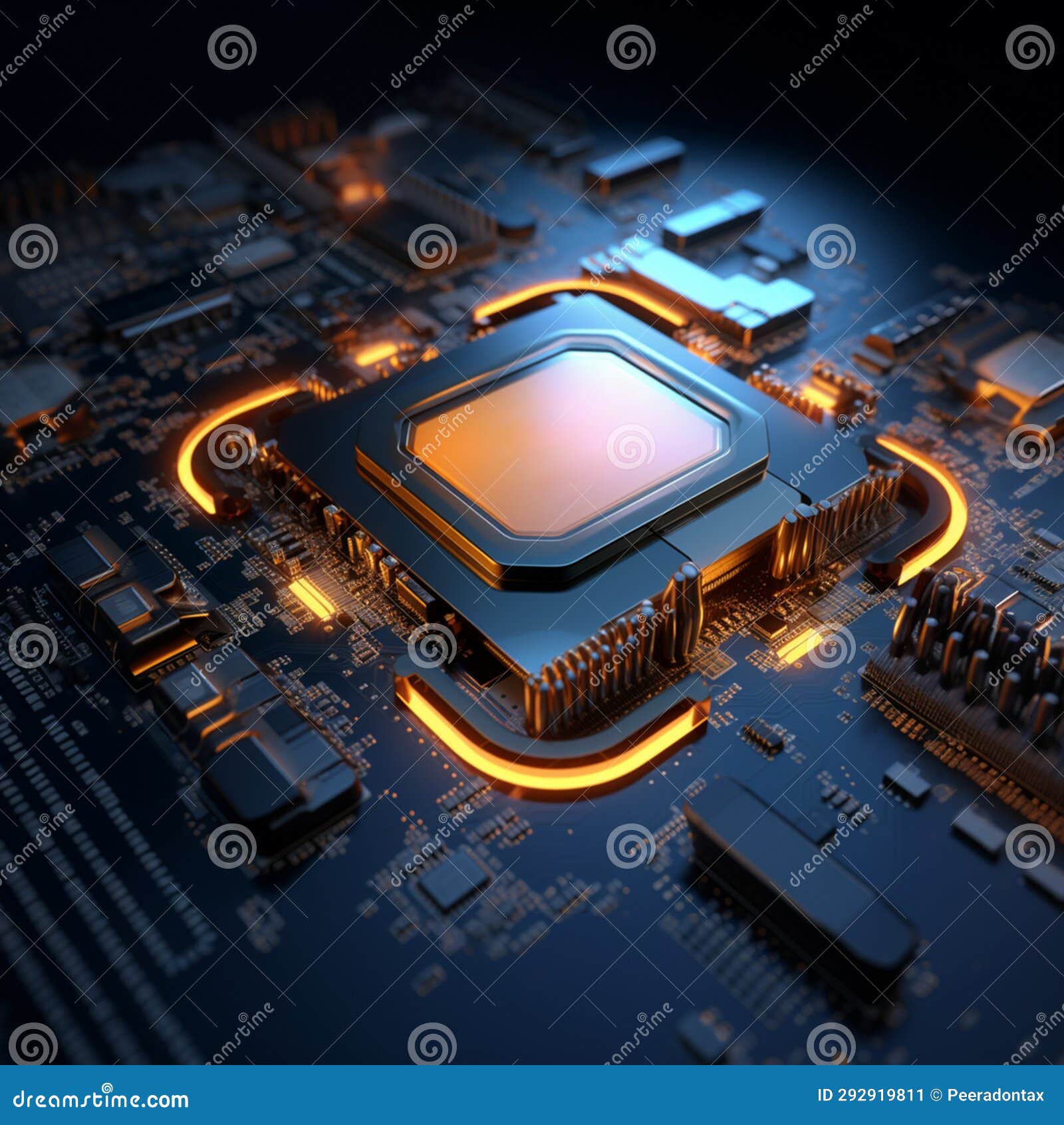 Central Cpu or Chipset on Mainboard. Stock Illustration - Illustration ...