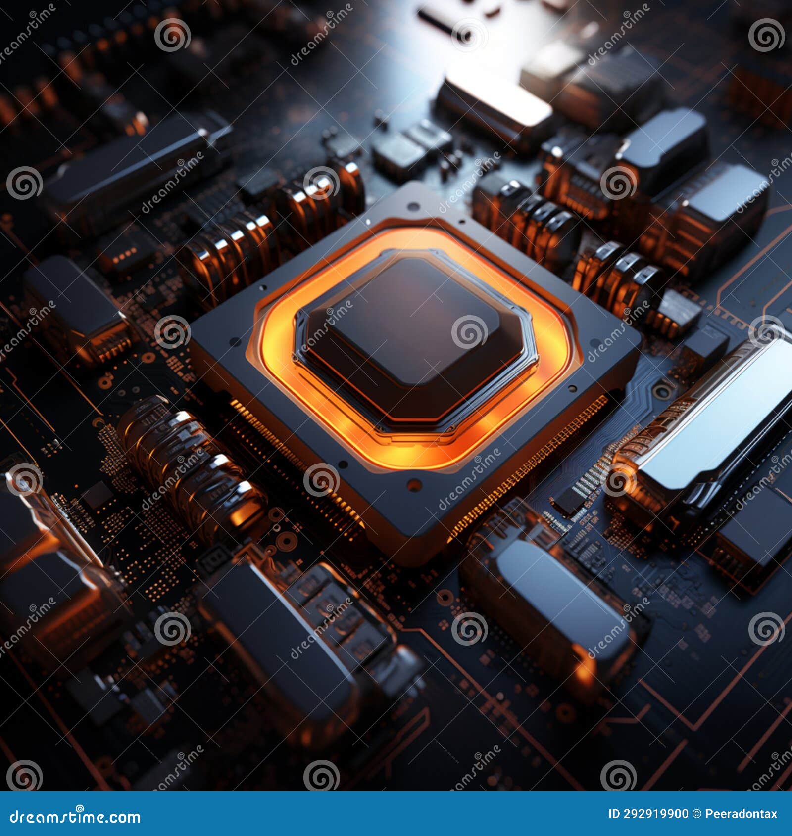 Central Cpu Or Chipset On Mainboard. Royalty-Free Stock Photo ...