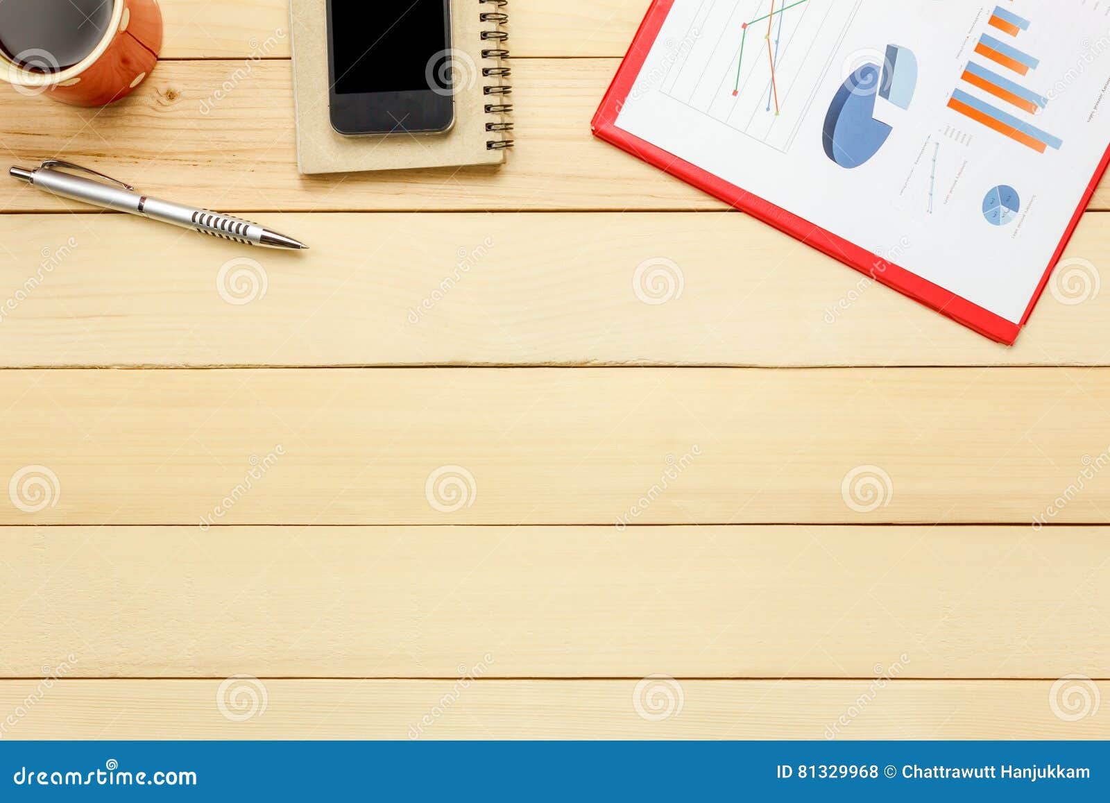 Top View Chartered Sheet,pen,coffee,smartphone Notebook,cactus O Stock ...