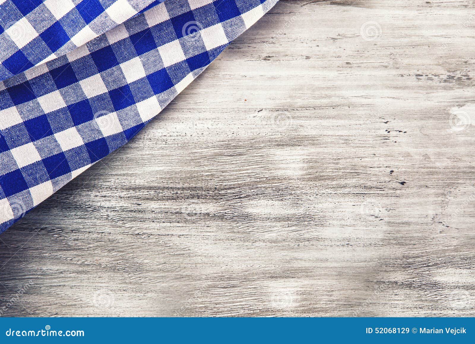 Top View of Checkered Napkin on Wooden Table Stock Image - Image of ...