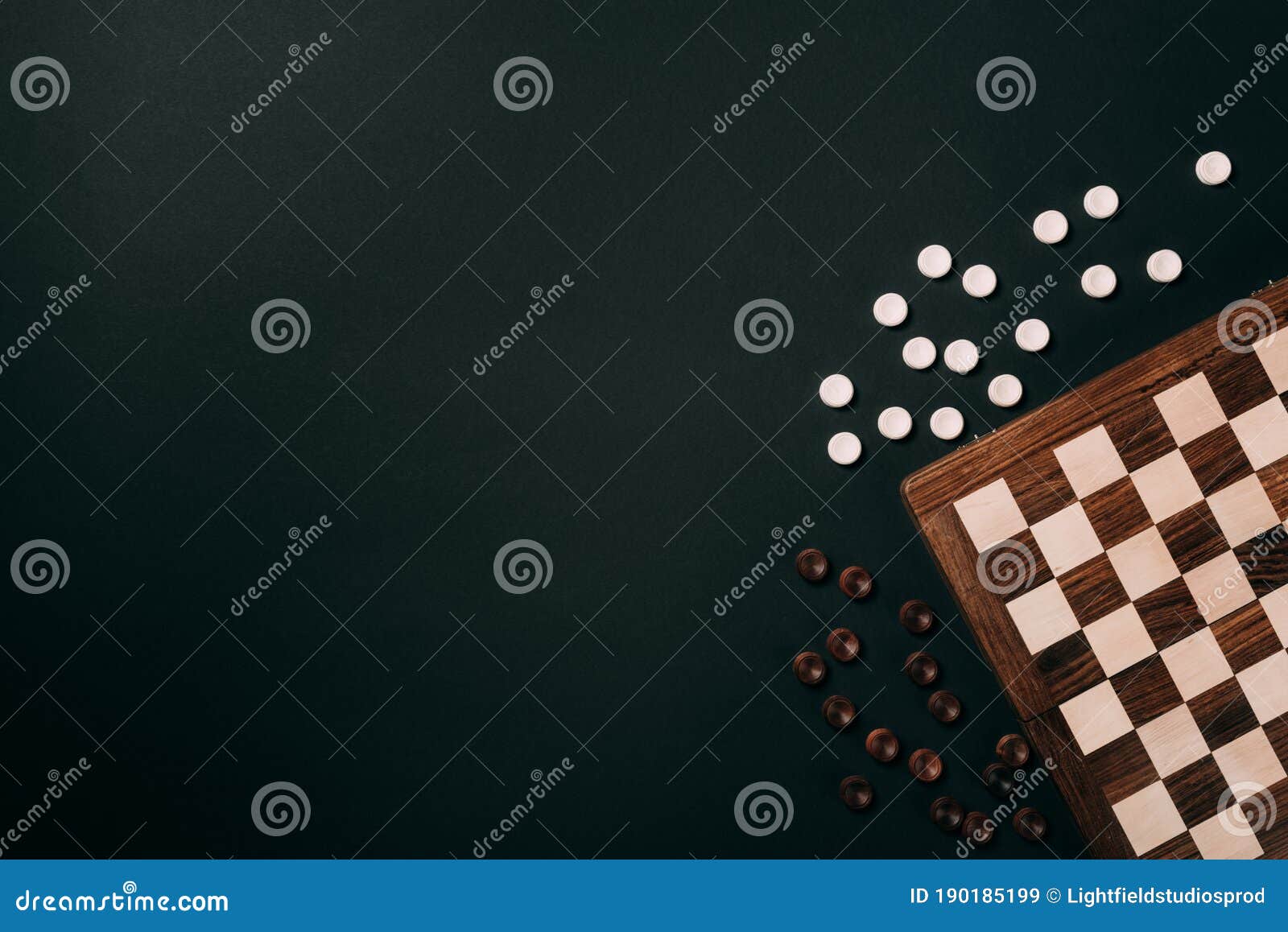 Top View of Checkers by Checkerboard Stock Image - Image of ...